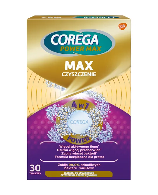 Corega Power Max Czyszczenie, tabletki przeciwbakteryjne do czyszczeni ...